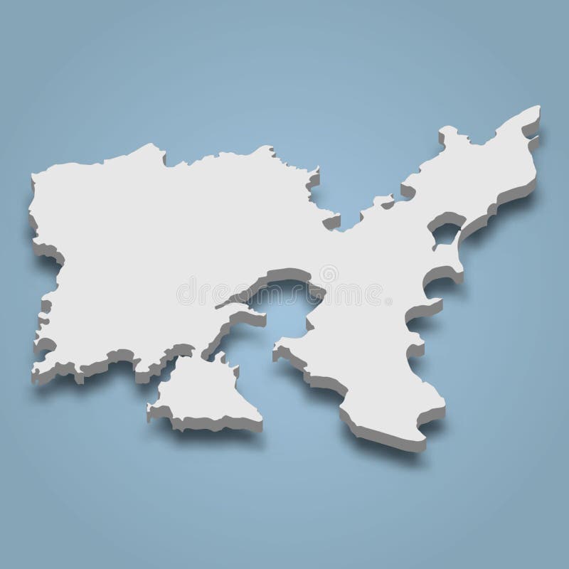 3d Isometric Map of Lemnos is an Island in Greece Stock Vector ...
