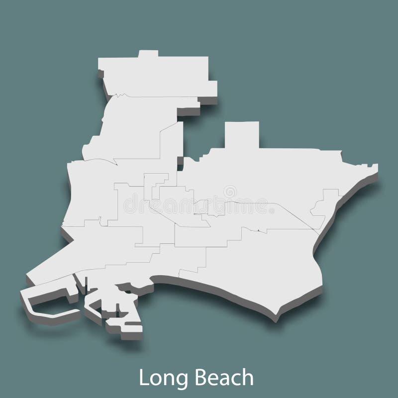 3d Isometric Map of Long Beach is a City of United States Stock Vector ...