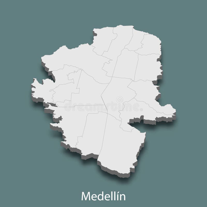 3d Isometric Map of Medellin is a City of Colombia Stock Vector ...