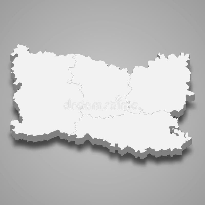 3d Isometric Map of Oise is a Department in France Stock Illustration ...