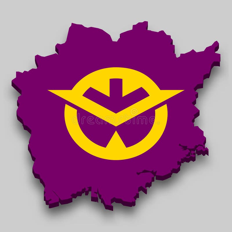 3d Isometric Map of Okayama is a Prefecture of Japan Stock Vector ...