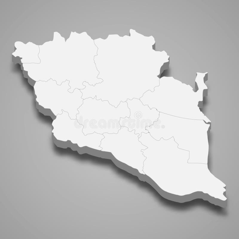 3d Isometric Map of Pahang is a State of Malaysia Stock Illustration ...