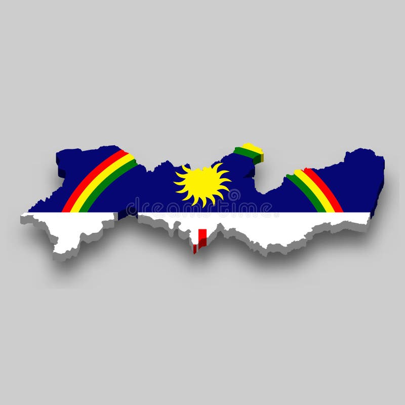 3d Isometric Map of Pernambuco with Flag Stock Vector - Illustration of ...