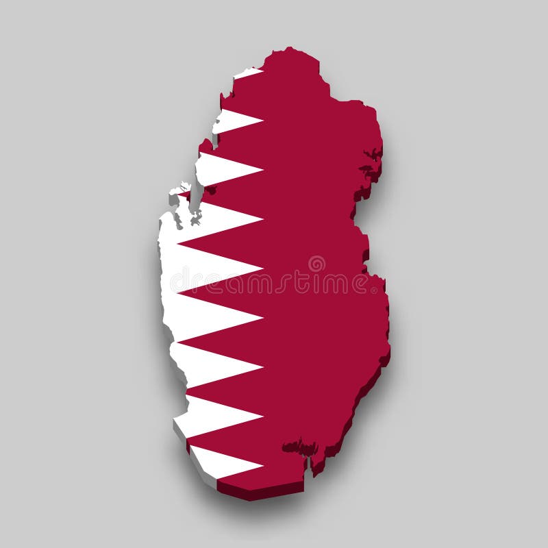 3d Isometric Map of Qatar with National Flag Stock Vector ...