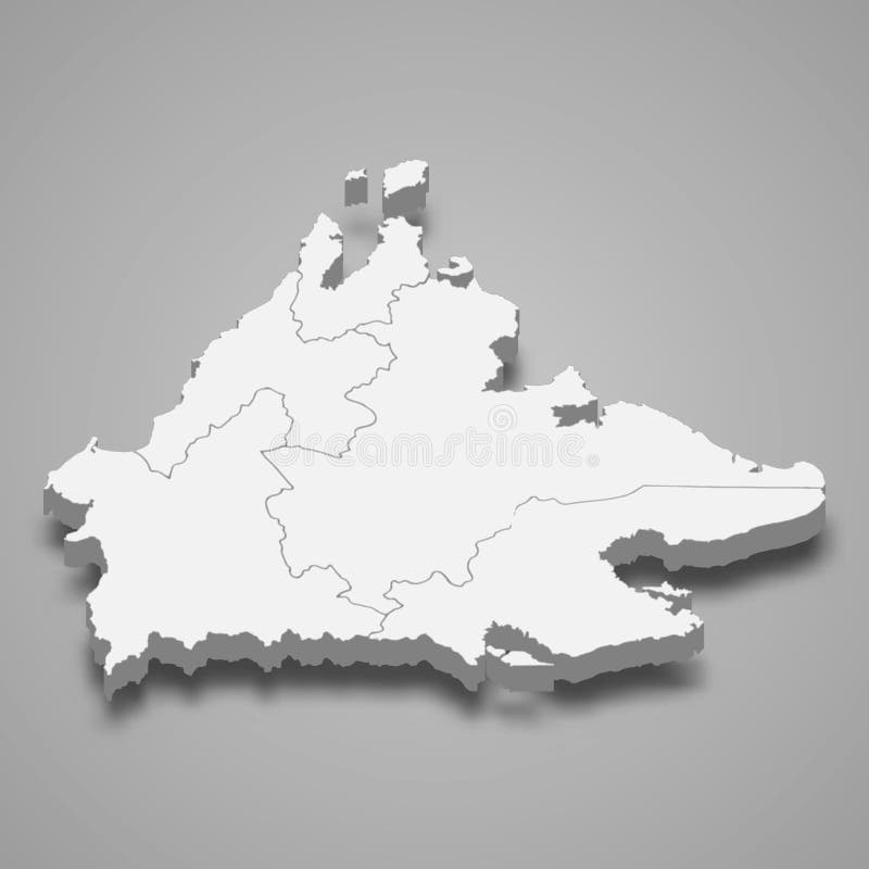 3d Isometric Map of Sabah is a State of Malaysia Stock Illustration ...