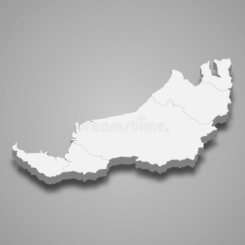 3d Isometric Map of Sarawak is a State of Malaysia Stock Illustration ...