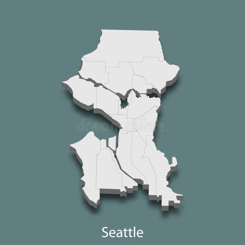 3d Isometric Map of Seattle is a City of United States Stock Vector ...