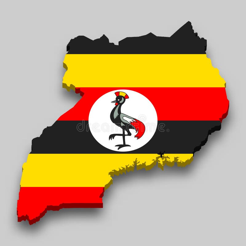 3d Isometric Map of Uganda with National Flag Stock Vector ...