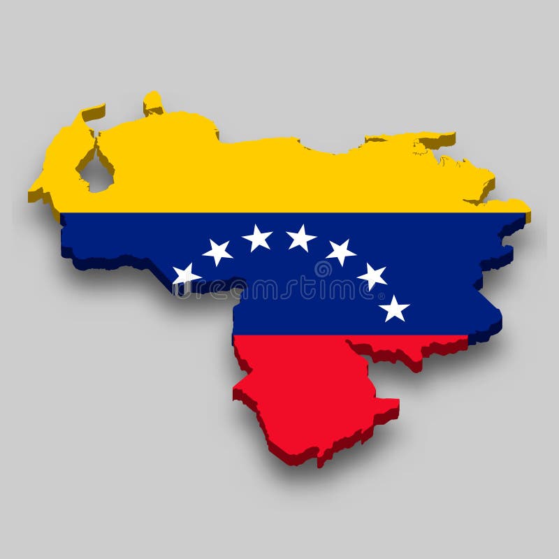 3d Isometric Map of Venezuela with National Flag Stock Vector ...