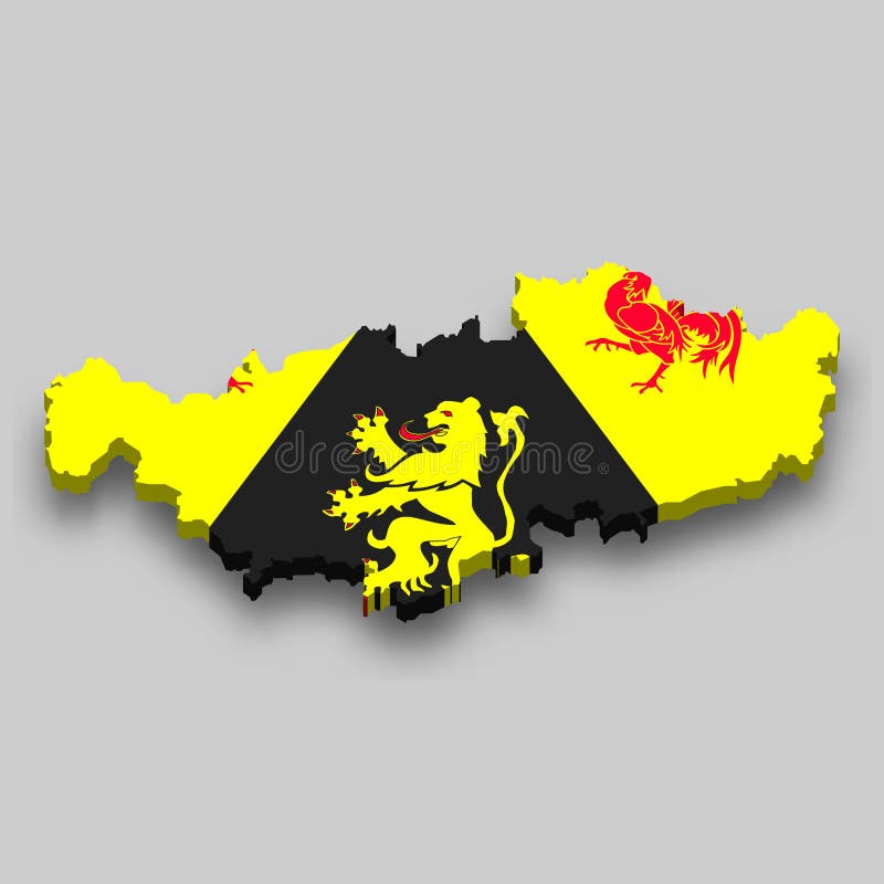 3d Isometric Map of Walloon Brabant is a Region of Belgium Stock Vector ...