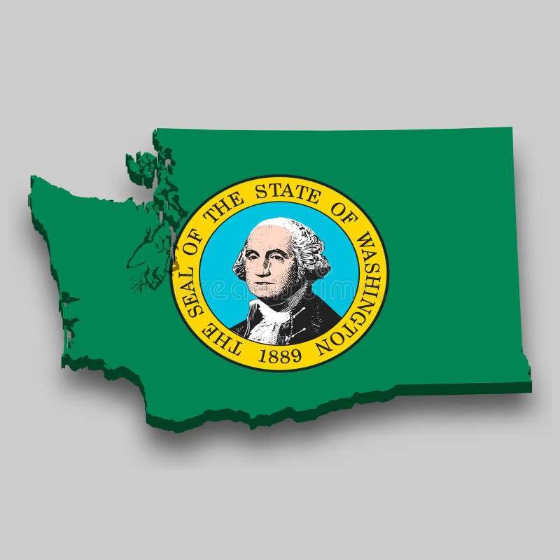 3d Isometric Map of Washington is a State of United States Stock Vector ...
