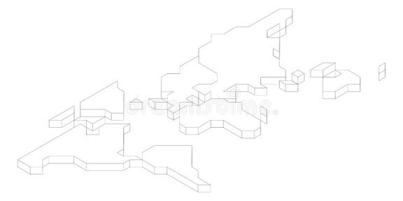 3D isometric map of World stock vector. Illustration of america - 226801290