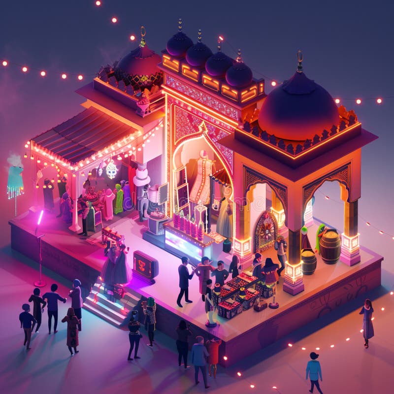 The 3D Isometric Middle Eastern Carnival: a Vibrant and Festive ...