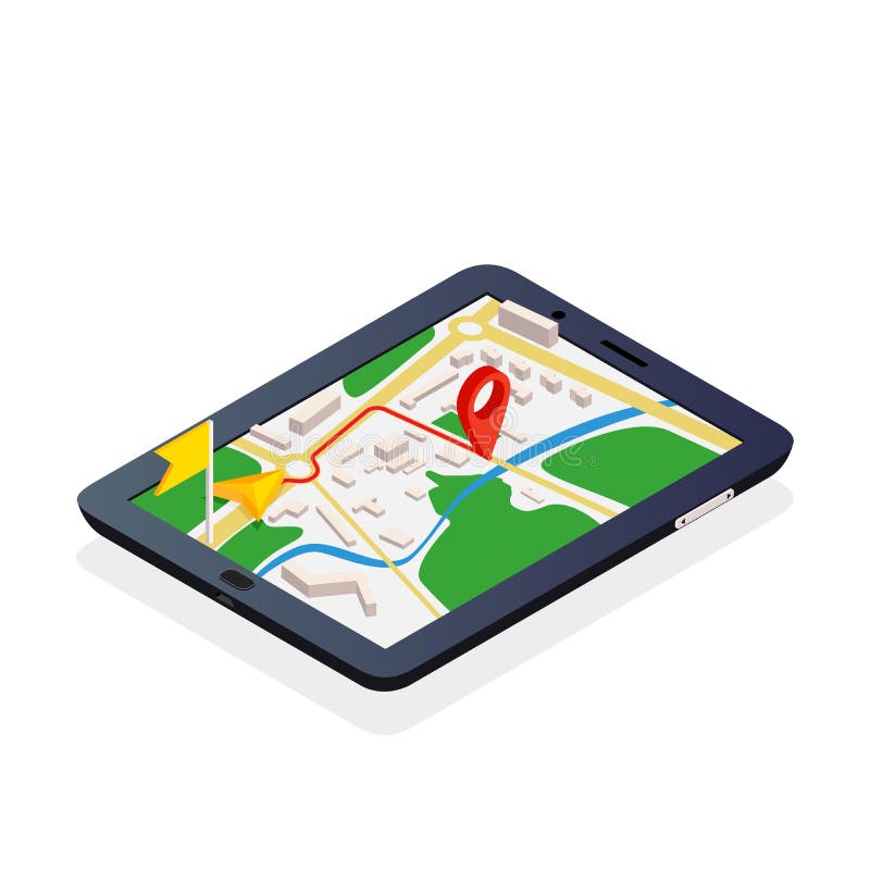 Global Navigation Flat 3d Isometric Mobile Gps Navigation Maps Vector World Silhouette Pin