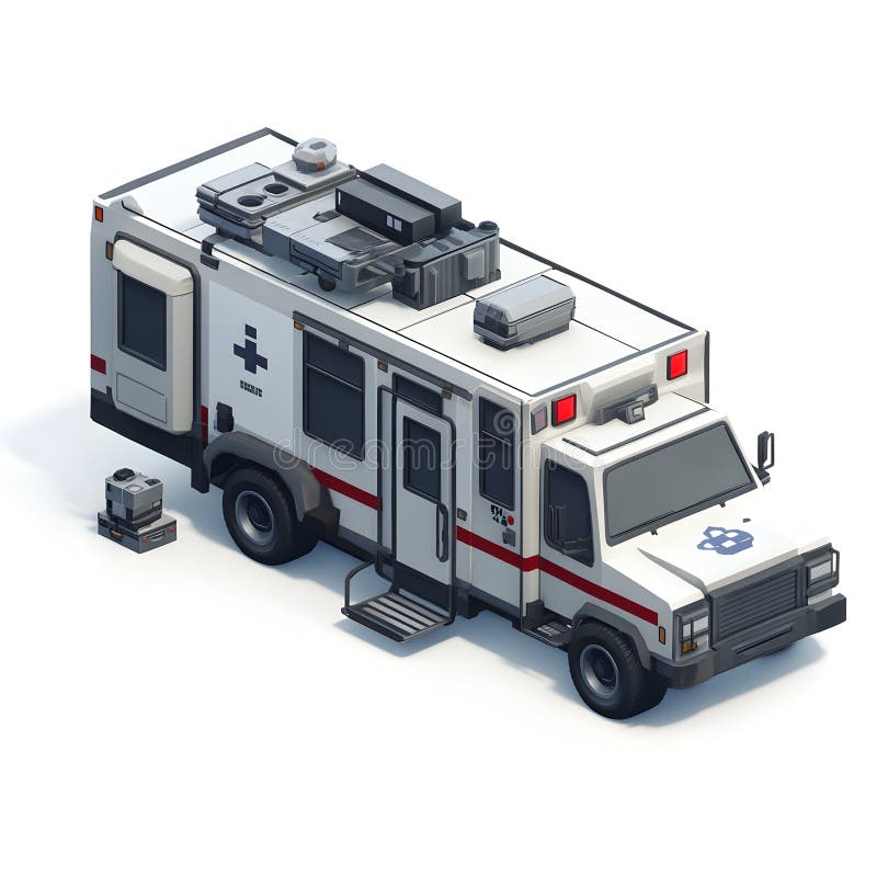 3d Isometric Model of a Futuristic Medical Vehicle Stock Illustration ...