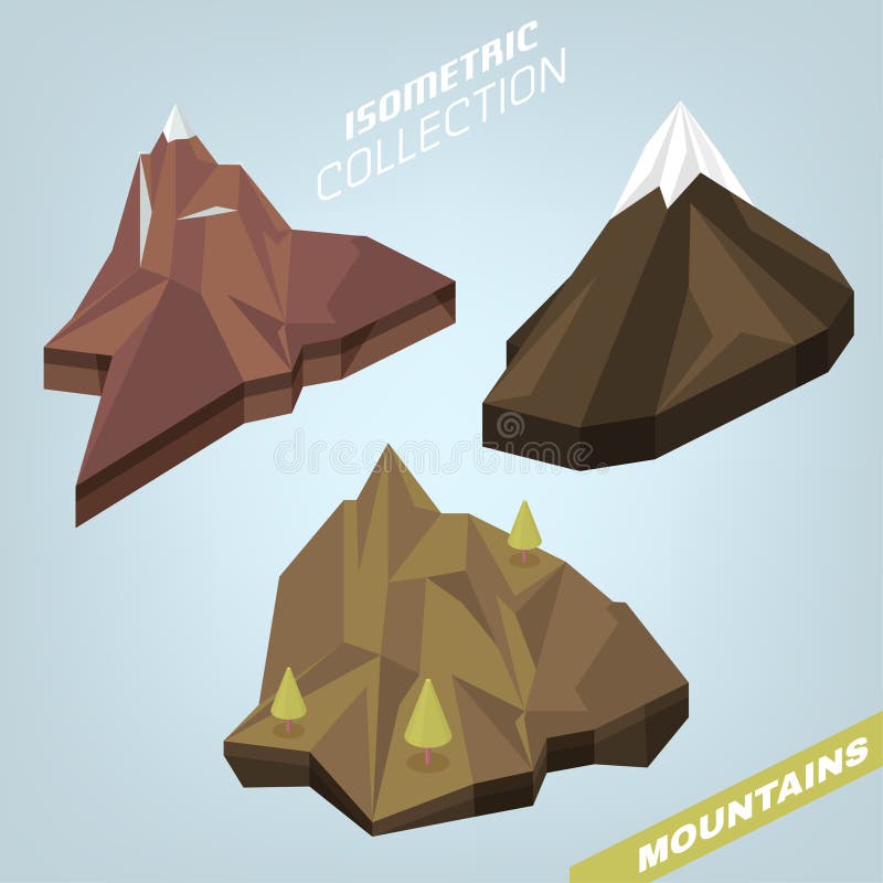 3D Isometric Mountains stock vector. Illustration of object - 123138327
