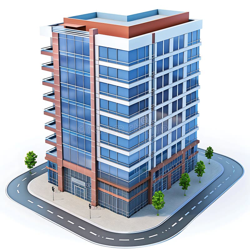 3d Isometric Office Building on White Background. Vector Illustration ...
