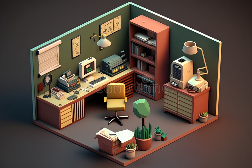 3d Isometric Office Interior. Workplace. Workplace. Workspace ...