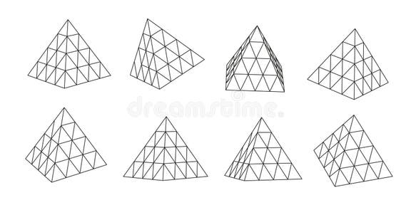3d Isometric Outline Pyramid Icon Set. Three-dimensional Vector ...