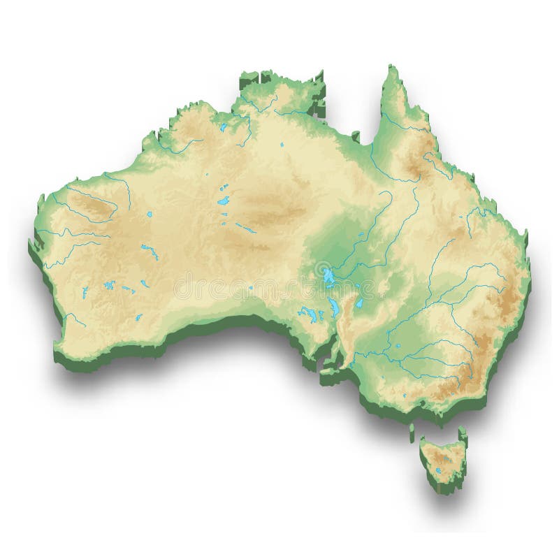 3d Isometric Relief Map of Australia Stock Vector - Illustration of ...