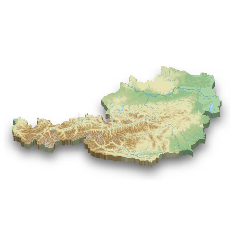 3d Isometric Relief Map of Austria Stock Vector - Illustration of color ...