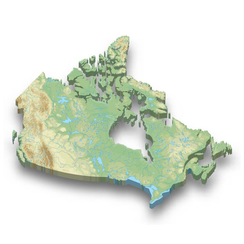3d Isometric Relief Map of Canada Stock Vector - Illustration of brick ...