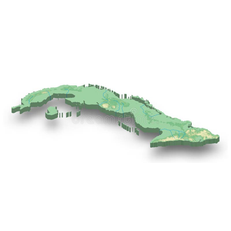 3d Isometric Relief Map of Cuba Stock Vector - Illustration of globe ...