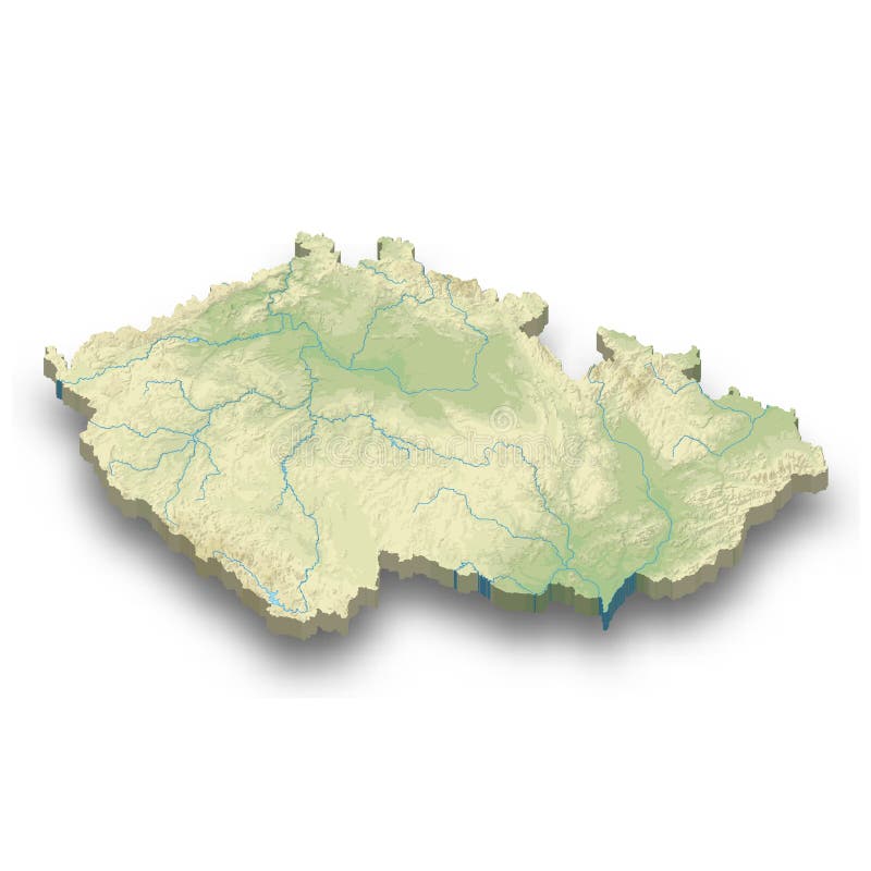 3d Isometric Relief Map of Czech Republic Stock Vector - Illustration ...