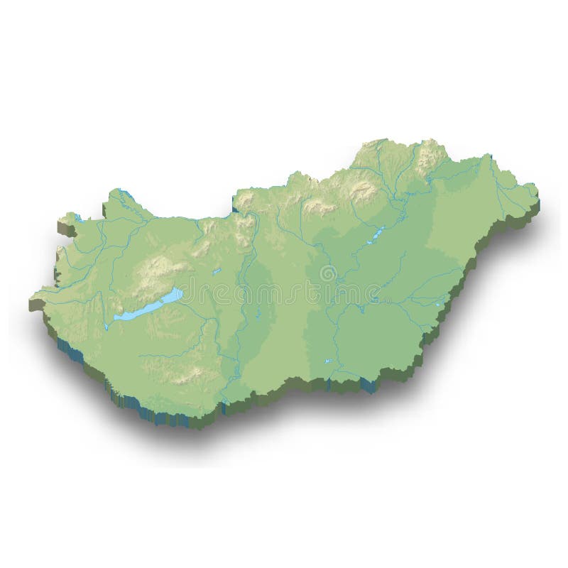 3d Isometric Relief Map of Hungary Stock Illustration - Illustration of ...