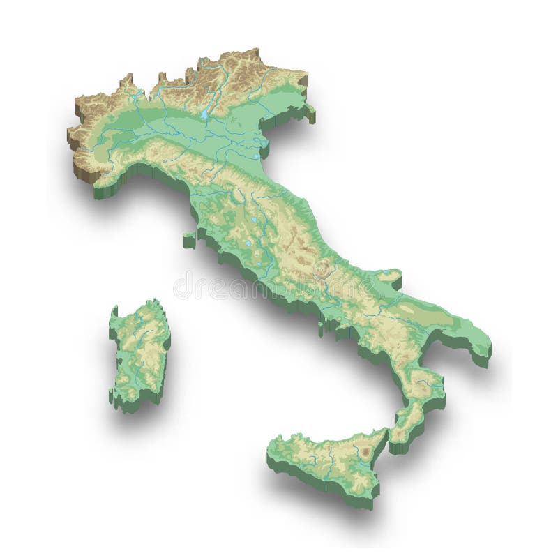 3d Isometric Relief Map of Italy Stock Vector - Illustration of ...