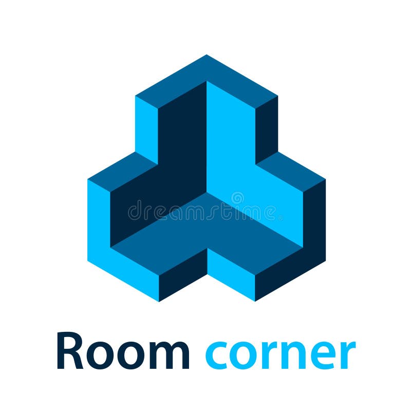 3D Isometric Room Corner Blue Symbol Stock Vector - Illustration of ...
