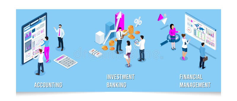 3d Isometric Set of Financial Management with Diagrams, Graphs ...