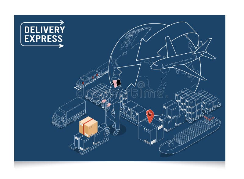3D Isometric Set of Logistics Solutions Concept with Global Logistics ... 3D Isometric Set of Logistics Solutions Concept with Global Logistics ...