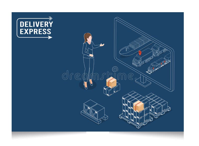 3D Isometric Set of Logistics Solutions Concept with Global Logistics ...