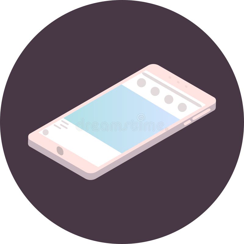 3d Isometric Smartphone in Circle Icon. Realistic Cell Phone Can Be a ...