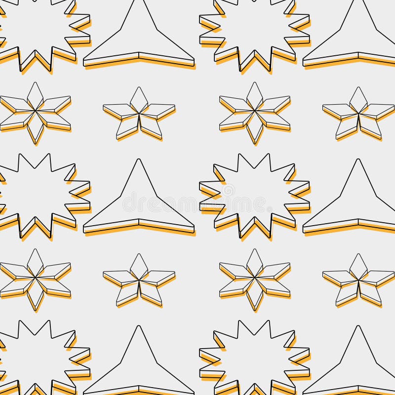 2d Isometric Star Shapes Icon Pattern Background Vector Stock ...