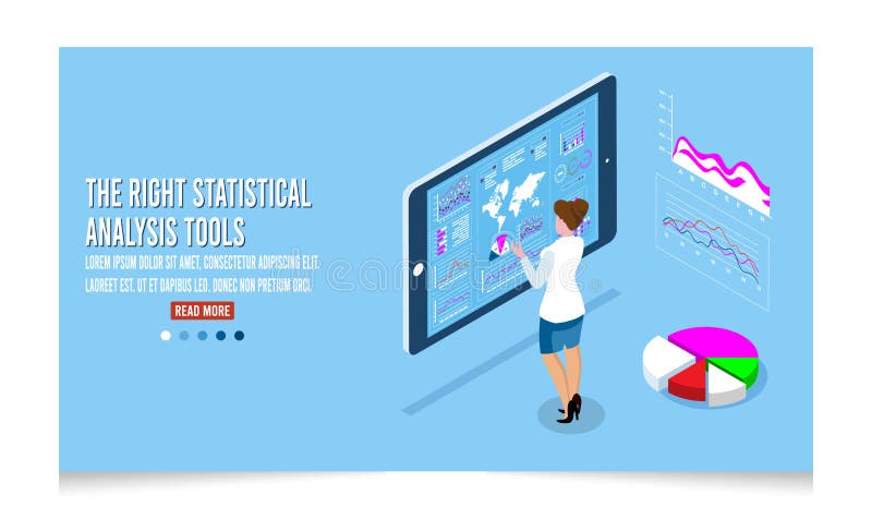 3D Isometric Statistical Analysis Tool Concept for Business Analysis ...