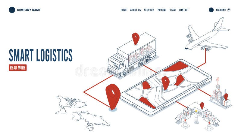 3D Isometric Template Showcasing Smart Logistics Solutions that ...