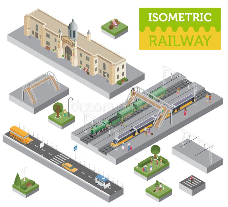 Isometric Train Locomotive. Outline Cargo Train Isolated on White ...