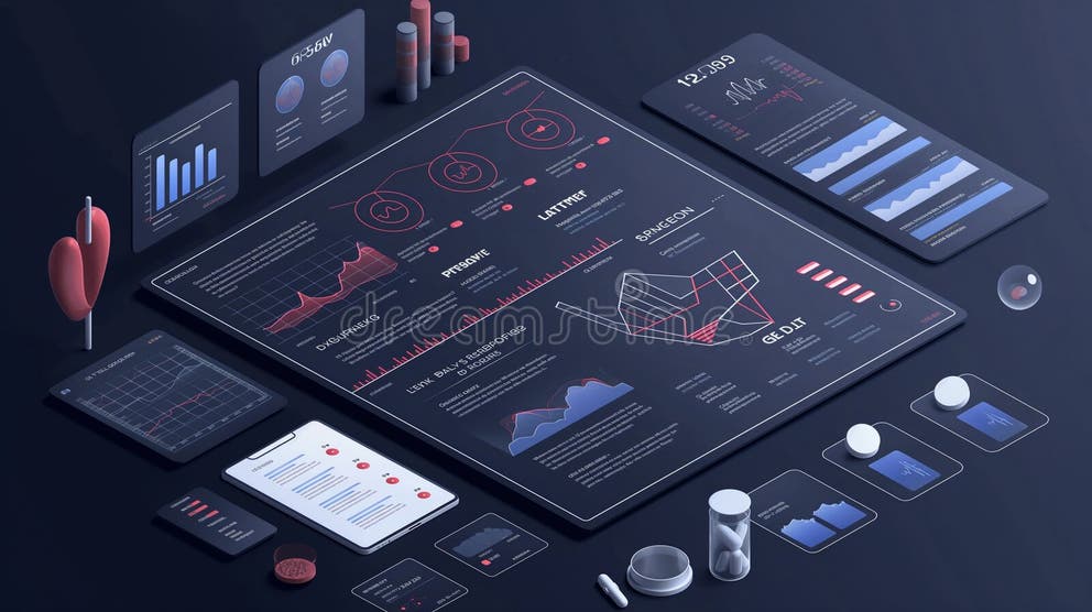 3D Isometric Vector AI-driven Healthcare Dashboard with Analytics Stock ...
