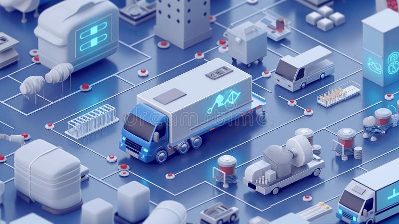 3D Isometric Vector AI-driven Medical Supply Chain Optimization Stock ...