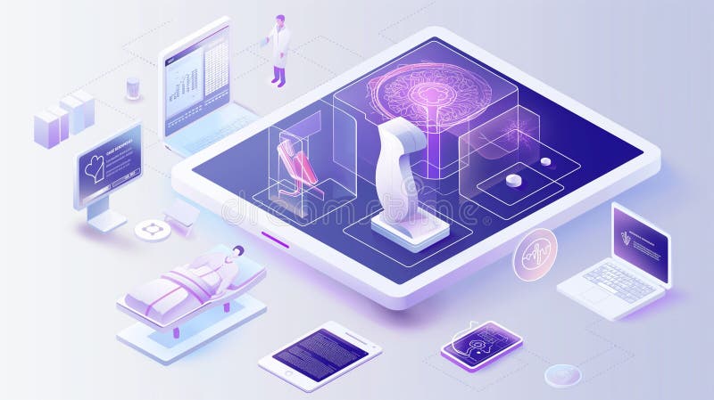 3D Isometric Vector AI Healthcare Platform Integrating Patient Data ...