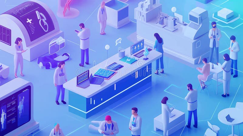 3D Isometric Vector AI in Population Health Management Analytics Stock ...