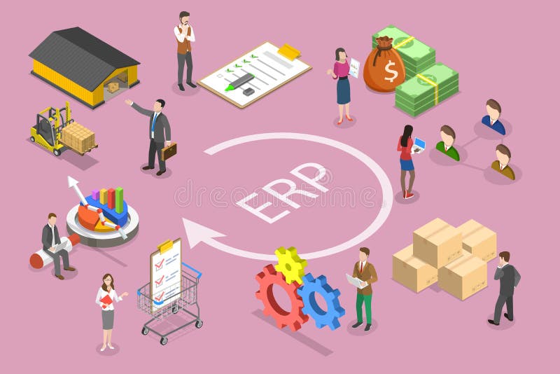 3D Isometric Vector Conceptual Illustration of ERP - Enterprise ...