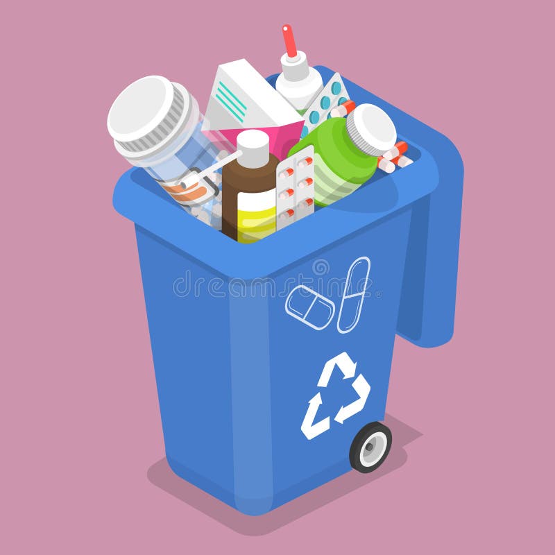 3D Isometric Vector Illustration of Container for Expired and Unused ...