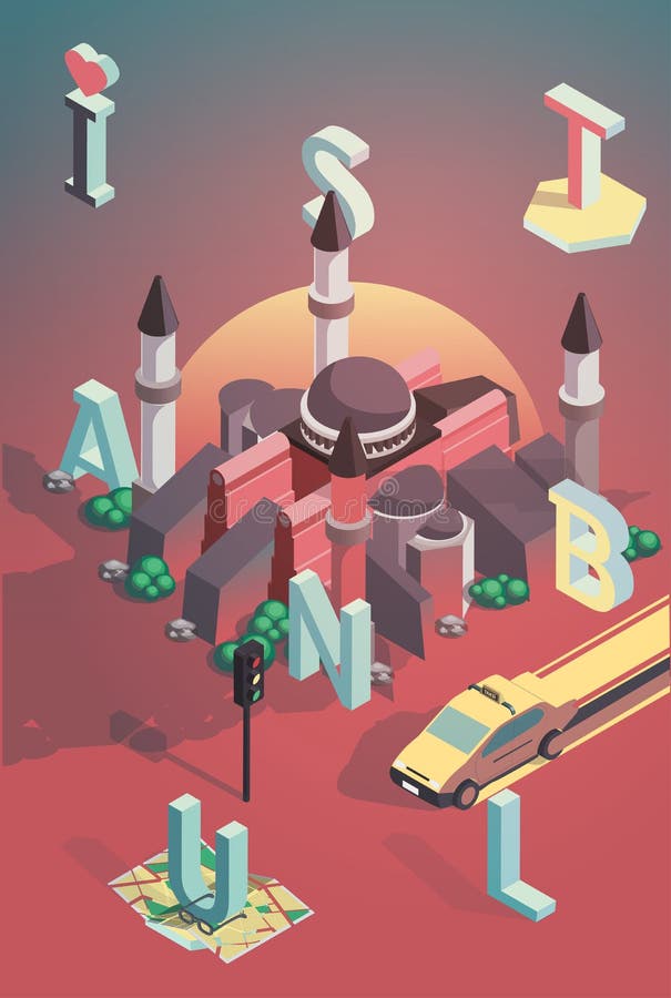 3d Isometric Vector Illustration Istanbul Stock Vector - Illustration ...