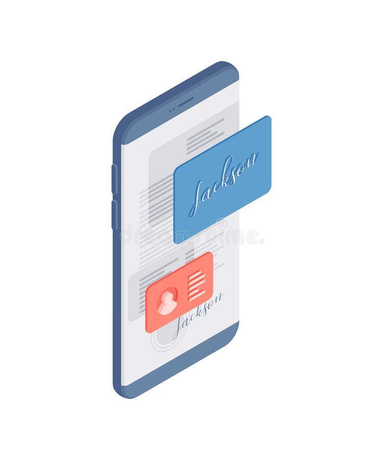 Cartoon Mobile App with Electronic Signature on Digital Device Stock ...