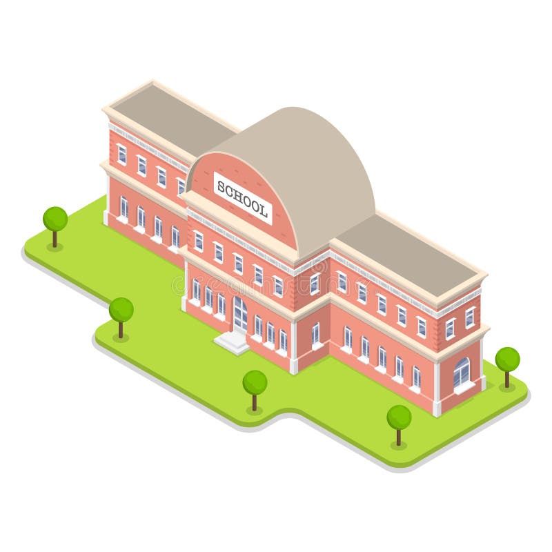 3D Isometric Vector Illustration of School Building. Stock Vector ...