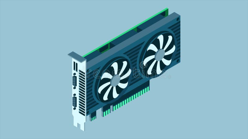 3d Isometric Video Graphic Card Animation. Isometric of Device Graphic ...