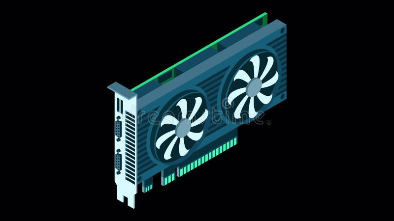 3d Isometric Video Graphic Card Animation. Isometric of Device Graphic ...